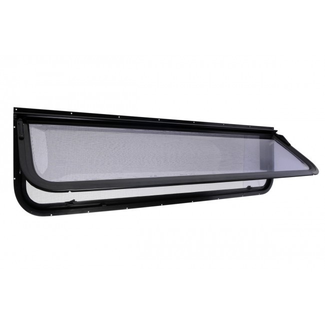 2 Radius Corner Wind Out Window 380mm X 1524mm Black Frame - Caravan RV ...